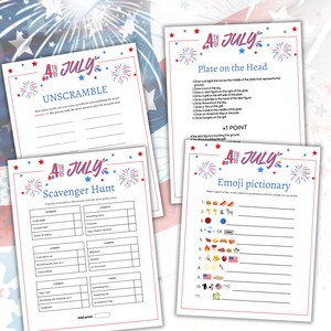Fourth of July Game Bundle, Printable Family Games, Patriotic Party ...