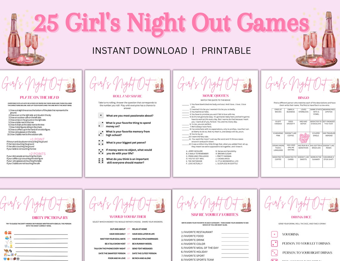 Printable Girls Night Out Game Bundle Party Games and Activities, Girls ...