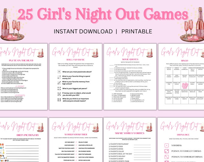 Printable Ladies Night Games Bundle Girl Night Games Adult Ladies Party ...