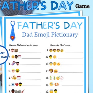 Father's Day Game, Emoji Pictionary, Printable Family Game, Dad's Day ...