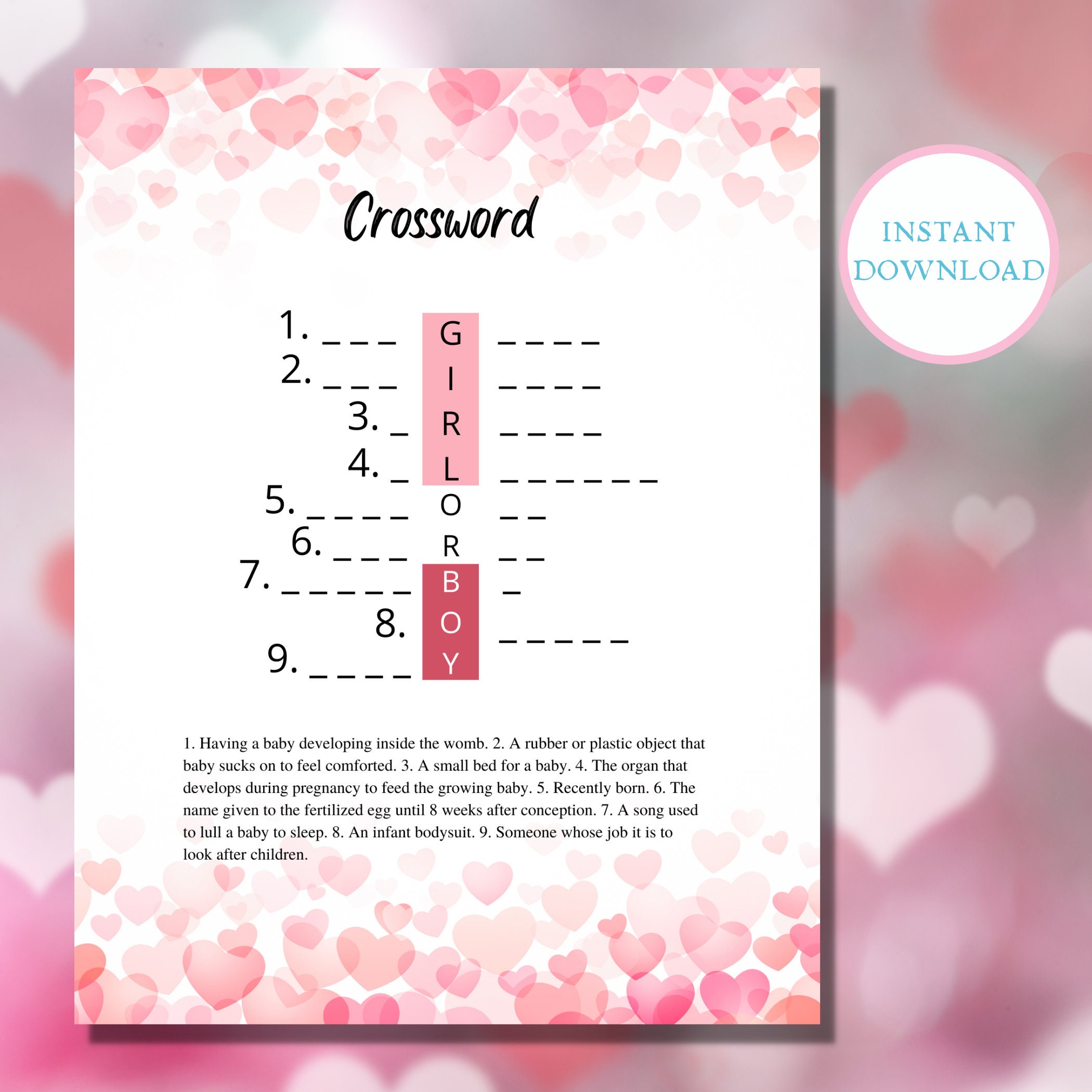 VALENTINE'S Gender Reveal Games, Baby Shower Games, Valentine Hearts ...