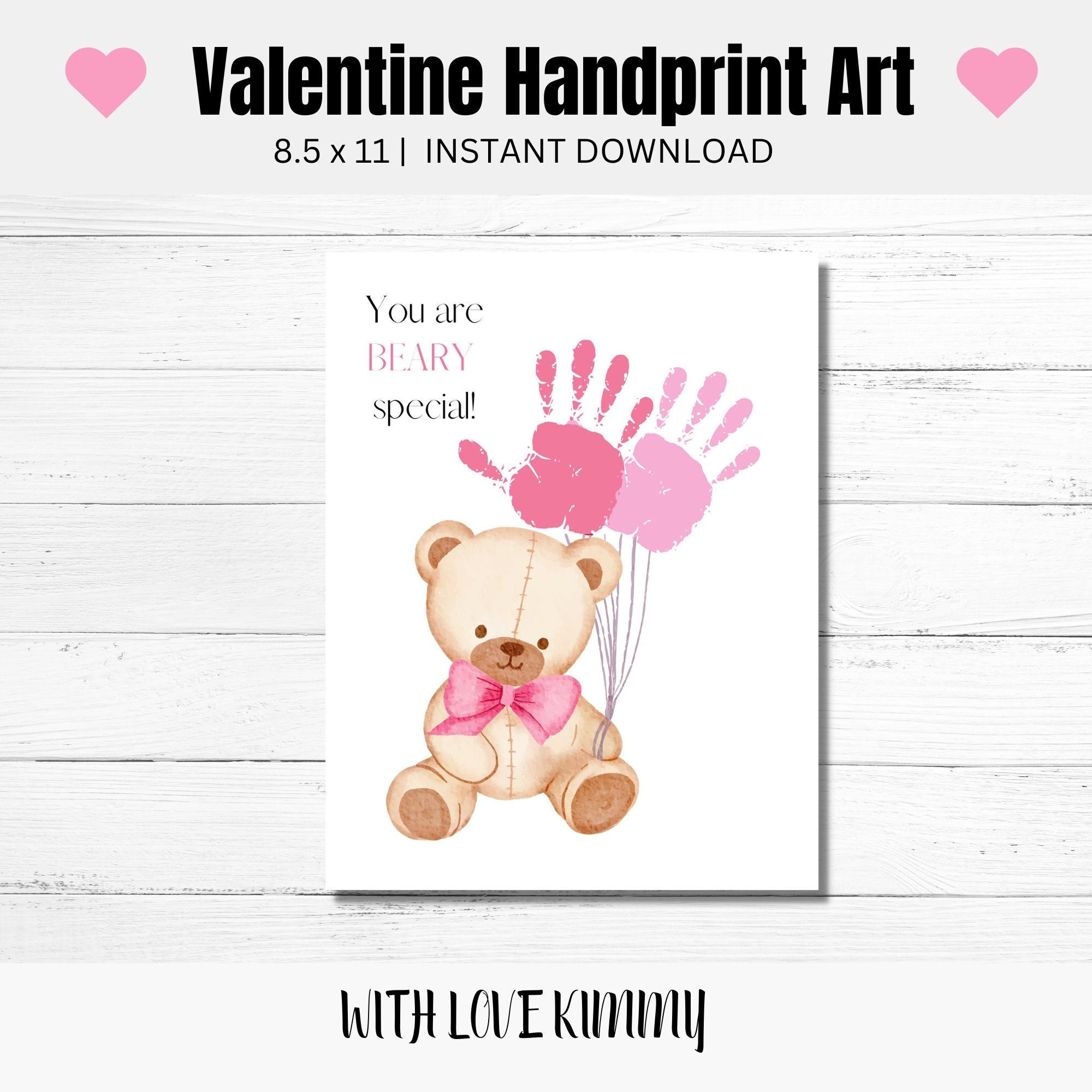 Valentine Handprint Craft ART Printable, Valentine Preschool Art ...