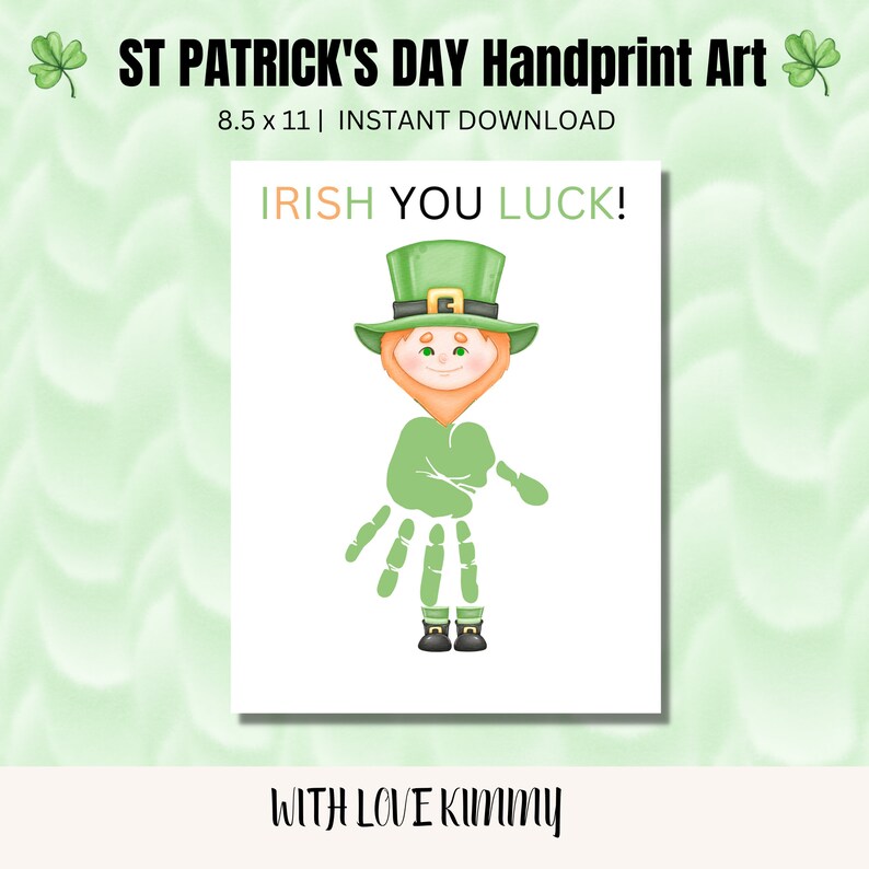 ST Patricks Day Handprint Craft ART Printable, St Patrick's Day ...