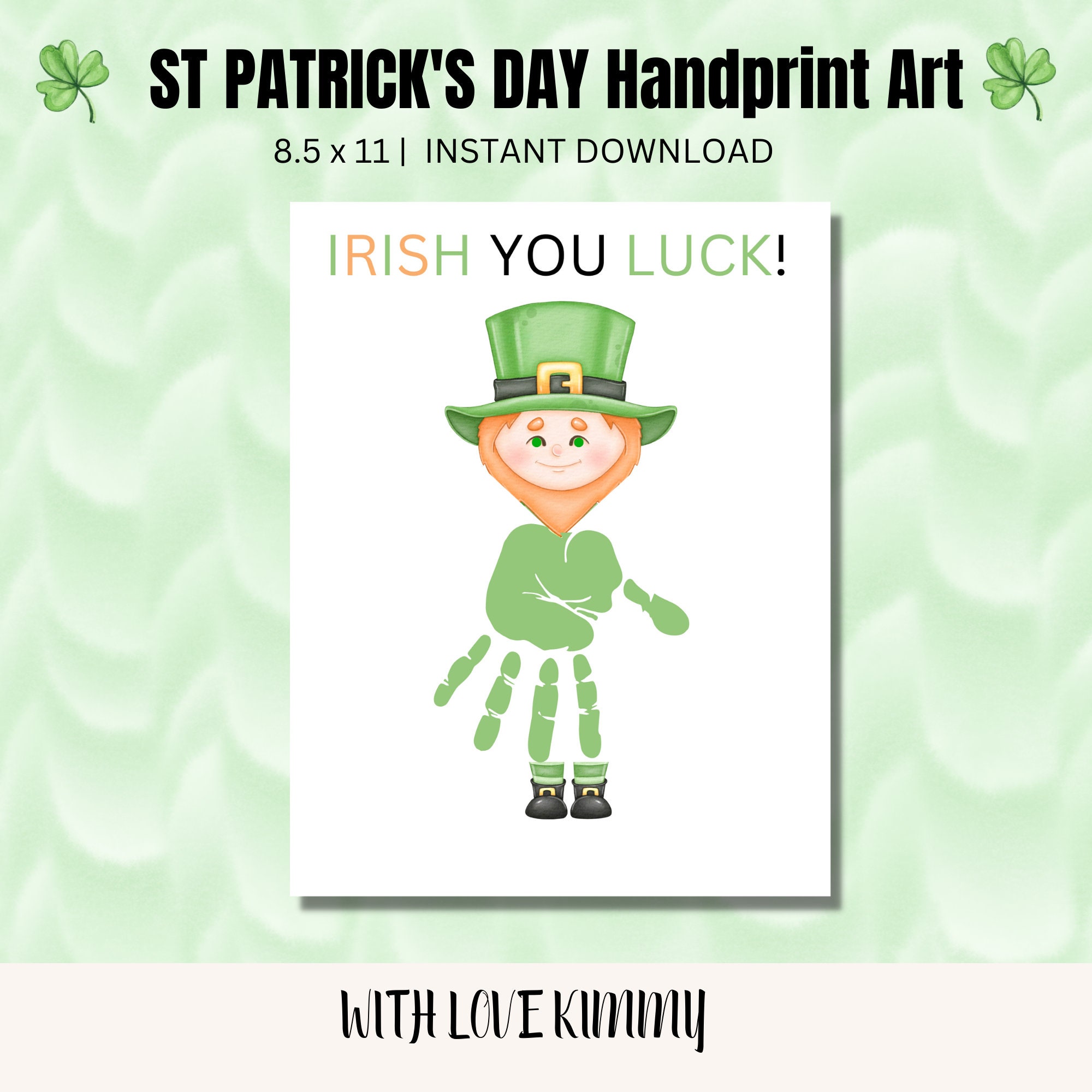 ST Patricks Day Handprint Craft ART Printable, St Patrick's Day ...