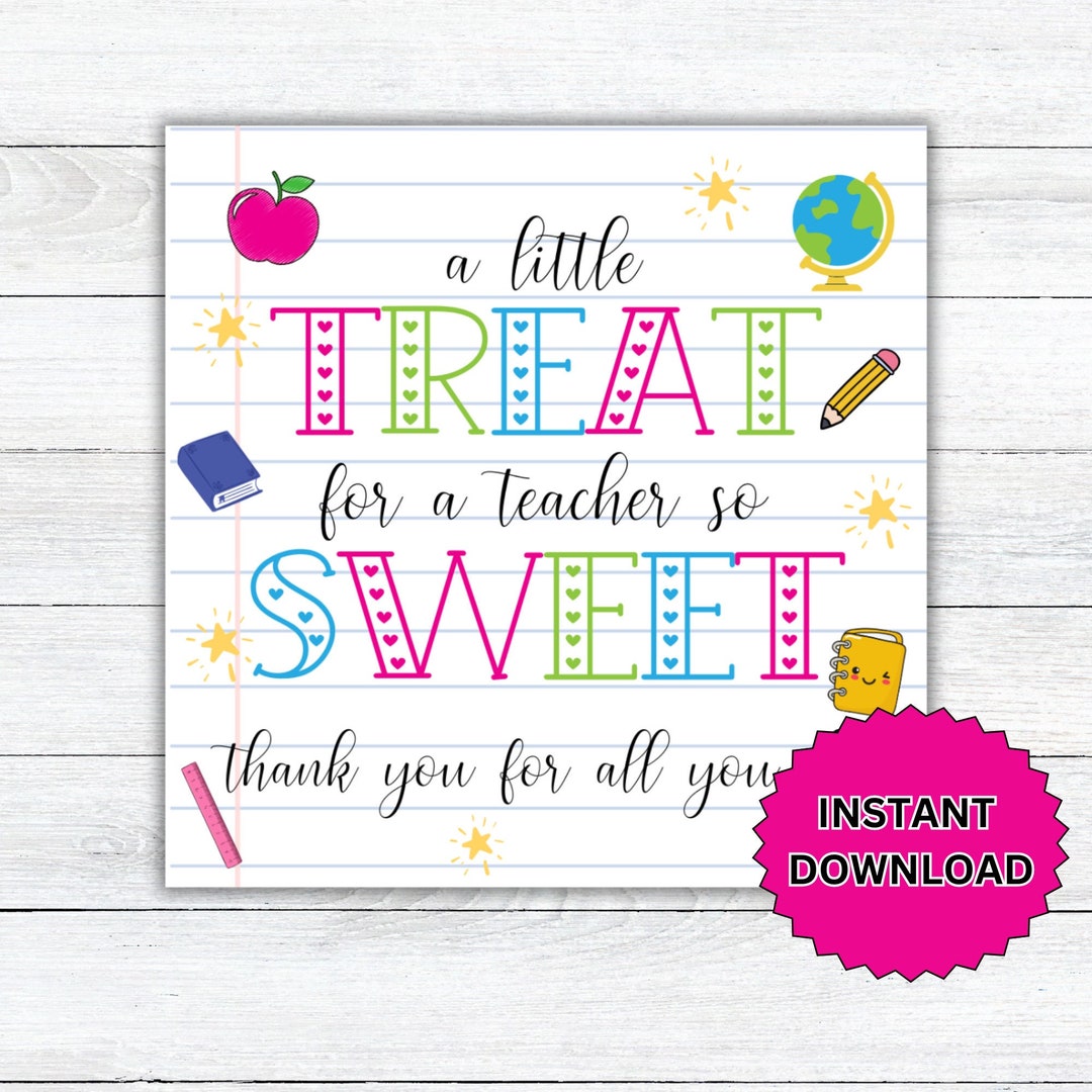 Teacher Sweet Treat Gift Tag, Teacher Appreciation, Baked Snack Teacher ...