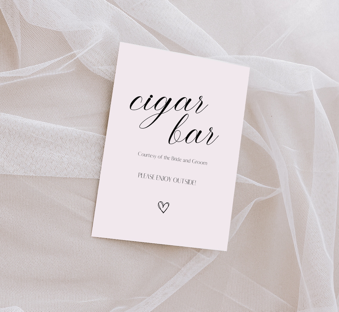 Printable Wedding Cigar Bar Sign | Modern Wedding Signs Template ...