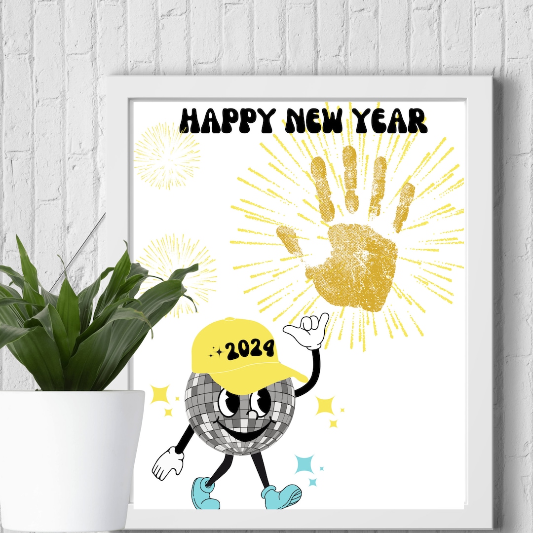 2024 New Years Handprint Art, New Year Craft, Kids Handprint Art Craft ...