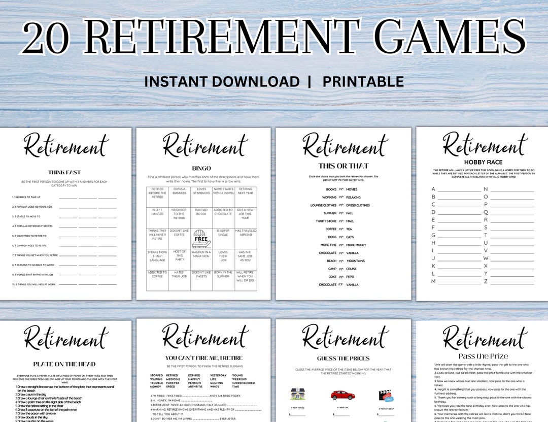 Retirement Party Games, Retirement Games Bundle, Printable Retirement ...