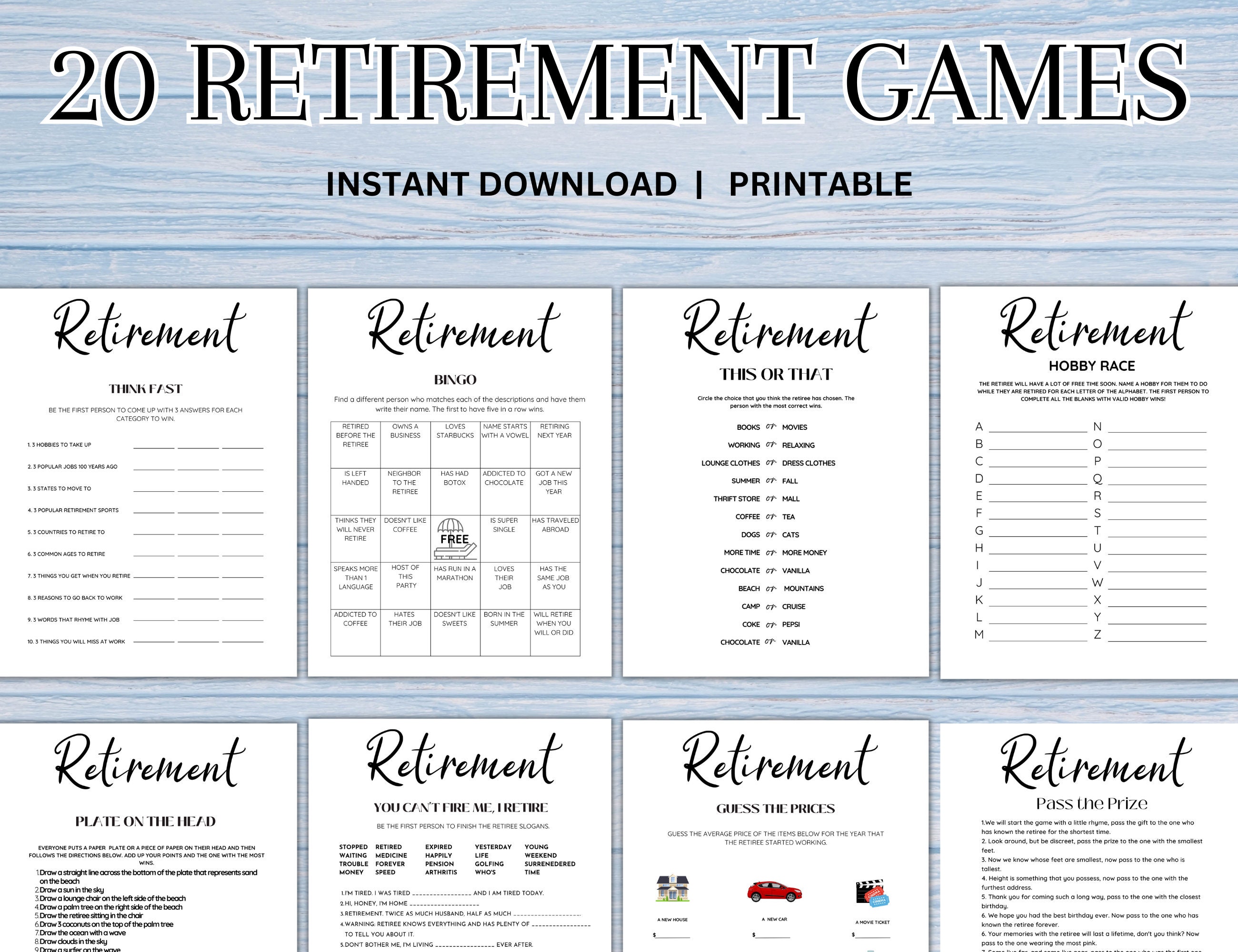 Retirement Party Games, Retirement Games Bundle, Printable Retirement ...