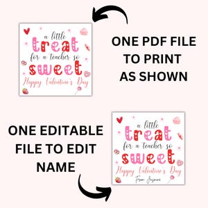 Teacher Valentines Gift Tag, Printable Valentine Gifts Tags, Valentines ...