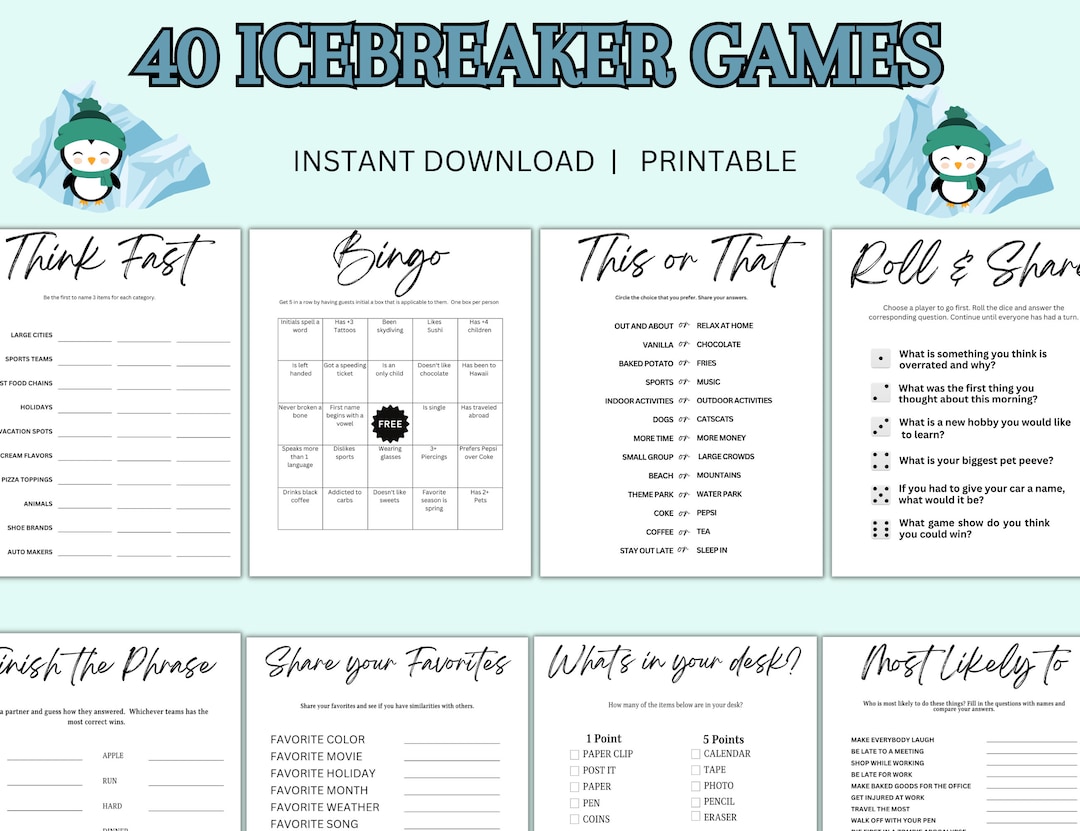 Icebreaker Game Bundle, Printable Icebreaker Games, Staff Game Idea ...