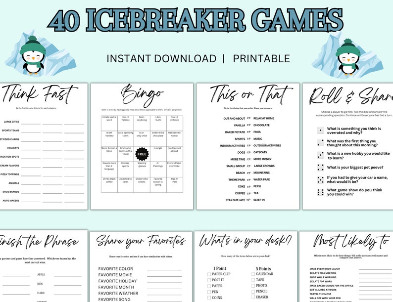 Icebreaker Game Bundle, Printable Icebreaker Games, Staff Game Idea ...