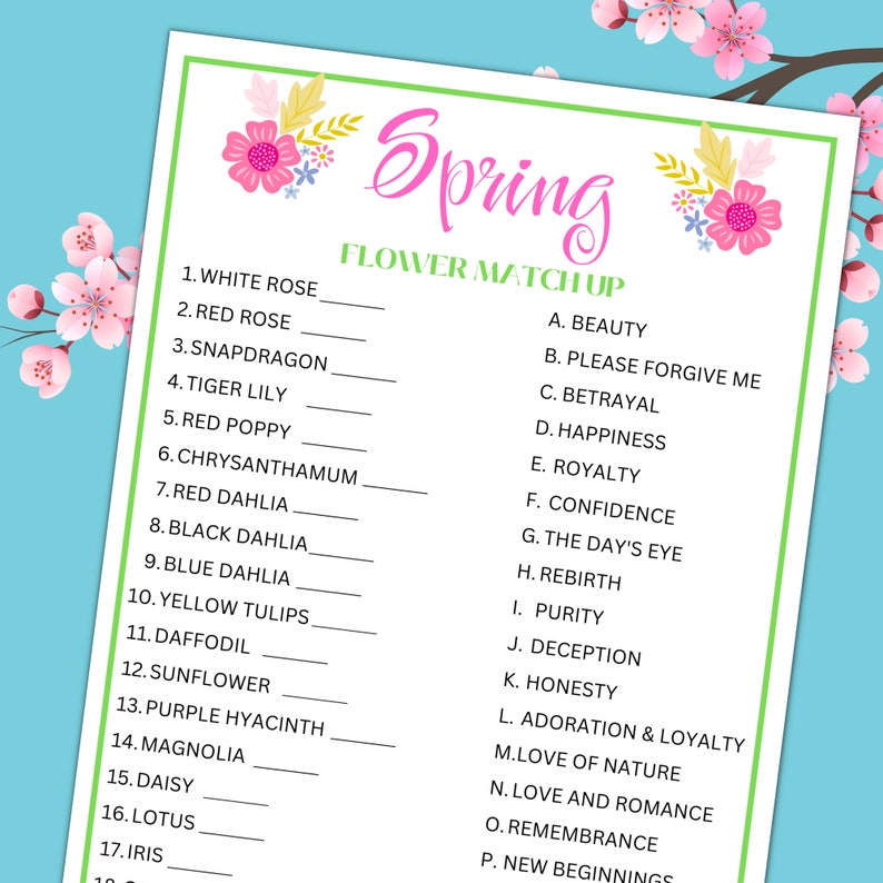 Printable SPRING Game, Spring Party Game and Activity, Kids Party Games ...