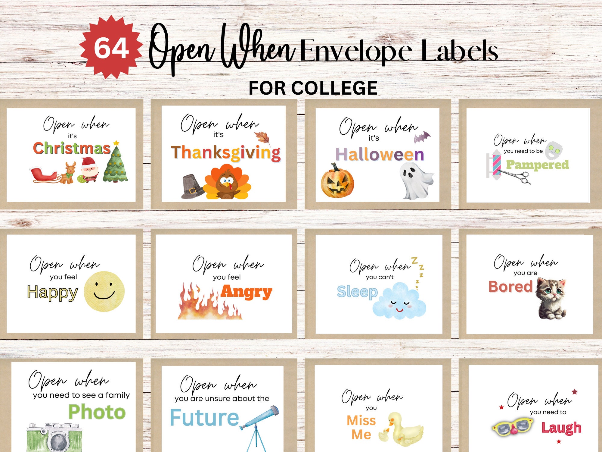 Open When Envelope Labels for College Students, University Letters for ...