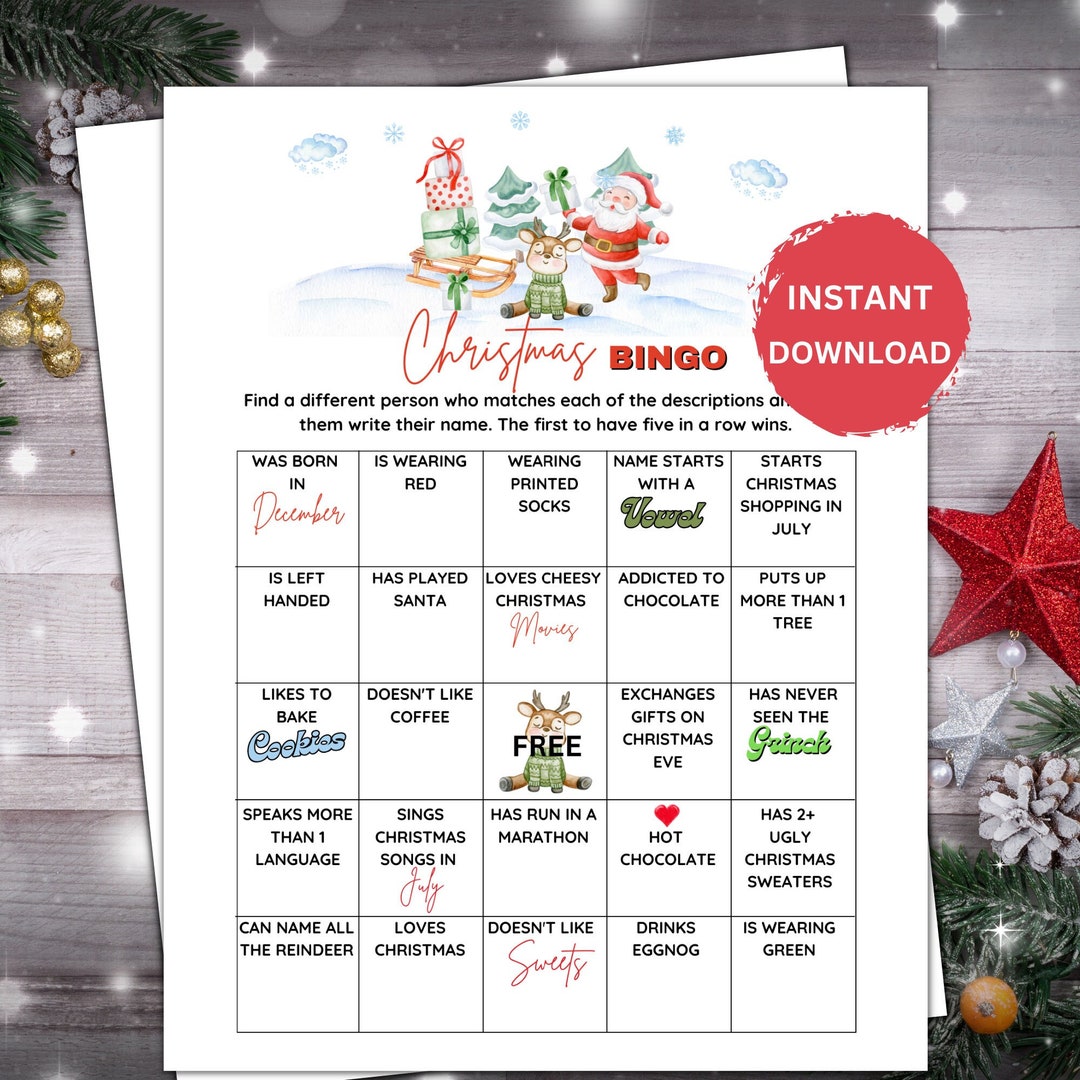 Christmas Bingo Game, Christmas Games Printable, Family Christmas Games ...
