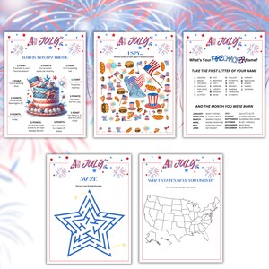 Fourth of July Game Bundle, Printable Family Games, Patriotic Party ...