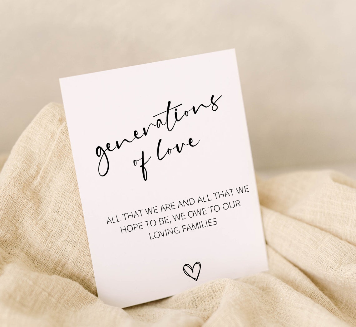 Printable Wedding Generations of Love Sign Modern Wedding Signs ...
