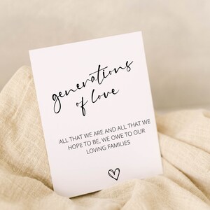 Printable Wedding Generations of Love Sign | Modern Wedding Signs ...