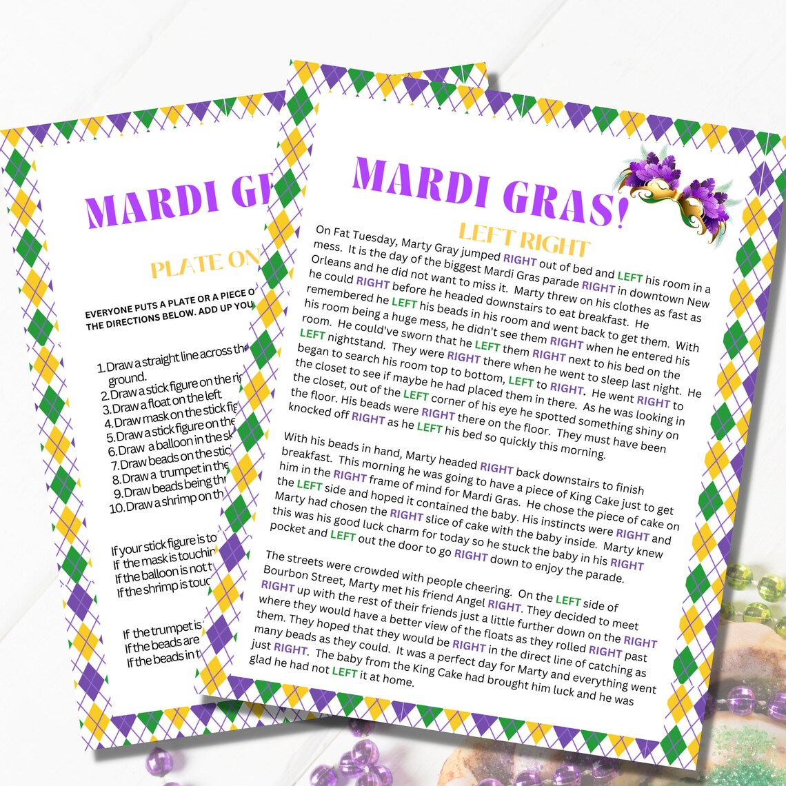 Printable Mardi Gras Game Bundle Party Games and Activities - Etsy