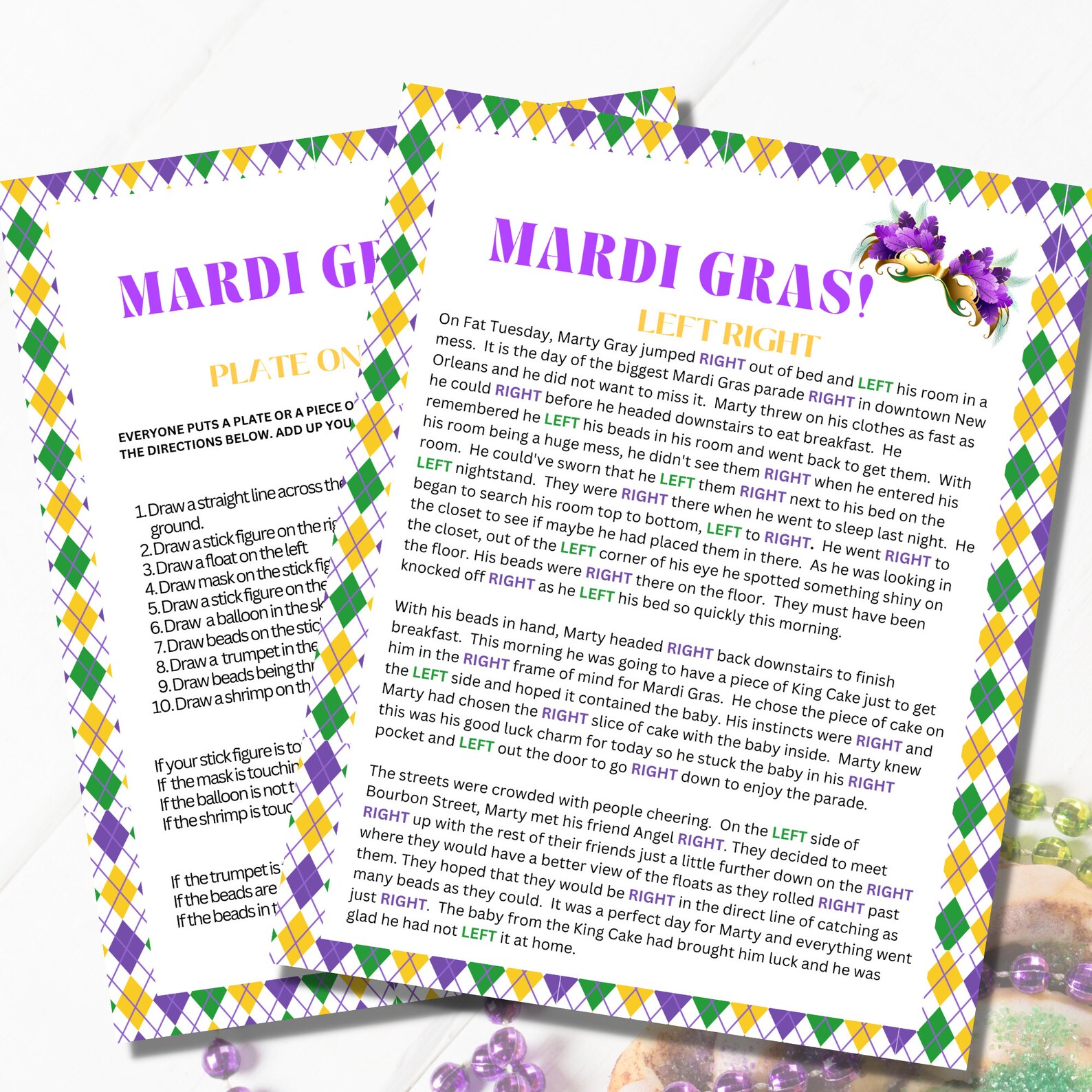 Printable Mardi Gras Game Bundle Party Games and Activities, Mardi Gras ...