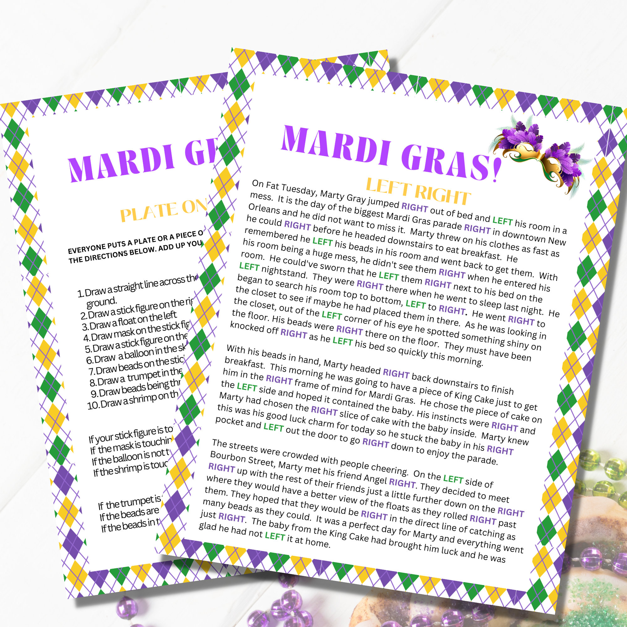 Printable Mardi Gras Game Bundle Party Games and Activities, Mardi Gras ...