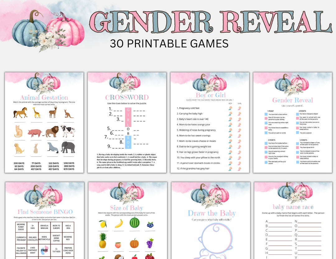 Fall Pumpkin Gender Reveal Games Bundle, Fall Gender Reveal, Gender ...