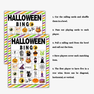 30 Halloween Bingo Games, Autumn Bingo Game Activity, Fall Games ...