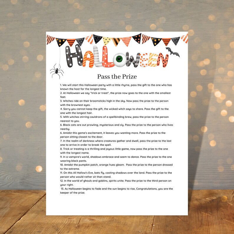 Halloween Pass the Prize Game, Halloween Party Activity, Halloween ...