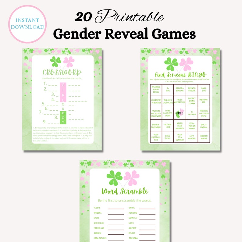 20 ST Patrick's Day Gender Reveal Games, Gender Reveal Party Games ...