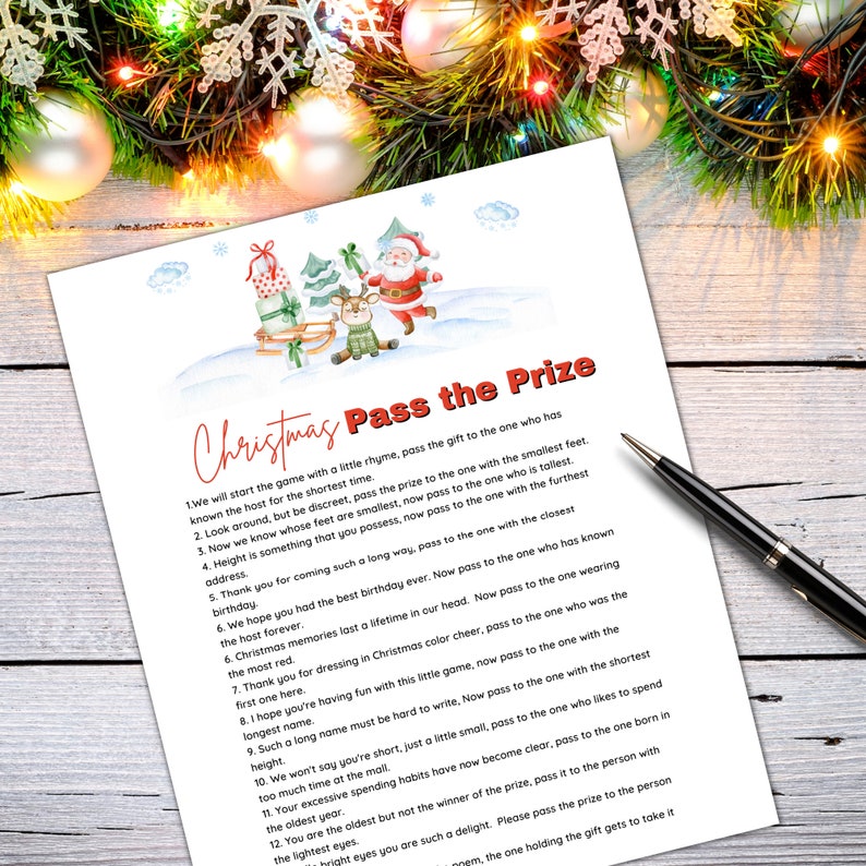 Christmas Pass the Prize Game Christmas Game Printable - Etsy