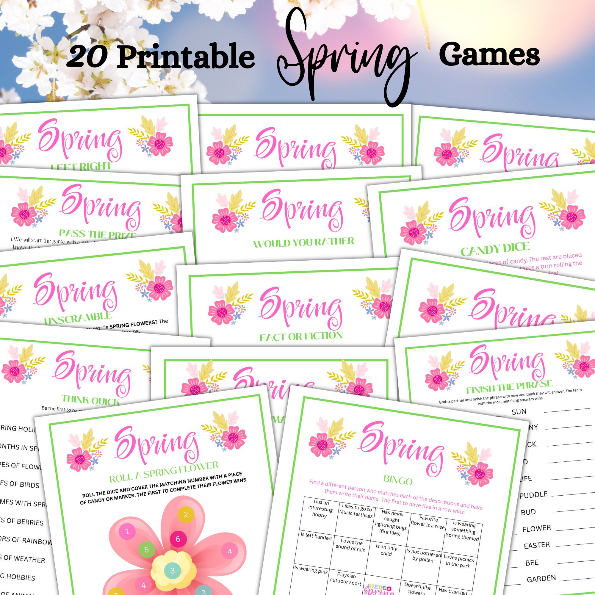 Printable SPRING Game Bundle, Spring Party Games and Activities, Kids ...