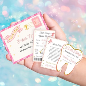 Editable Mini Tooth Fairy Set, Tooth Fairy Pink Receipt & Letter With ...