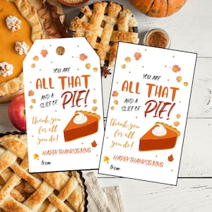 Thanksgiving Pie Appreciation Printable Gift Tags, Fall Pie Tag ...