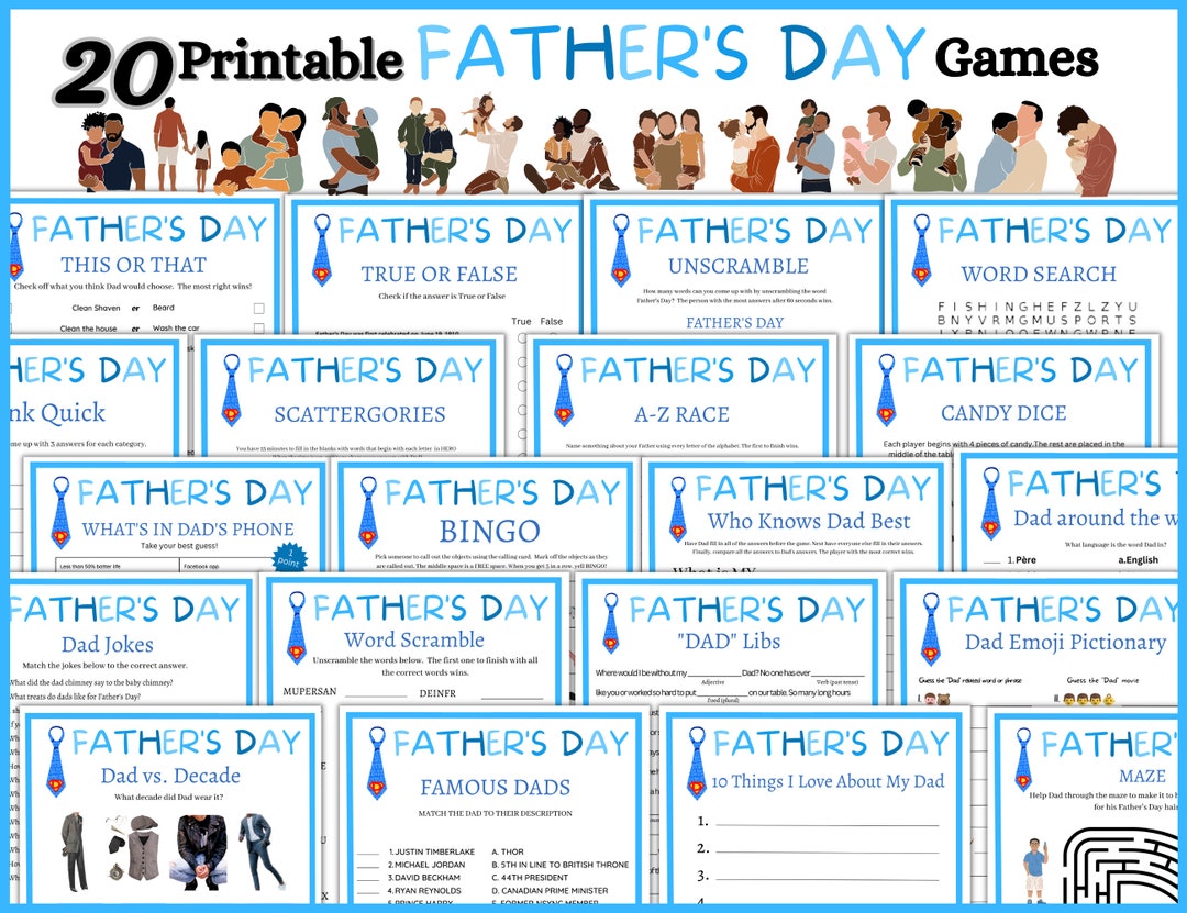 Father's Day Game Bundle, Printable Family Game, Dad's Day Party Games ...