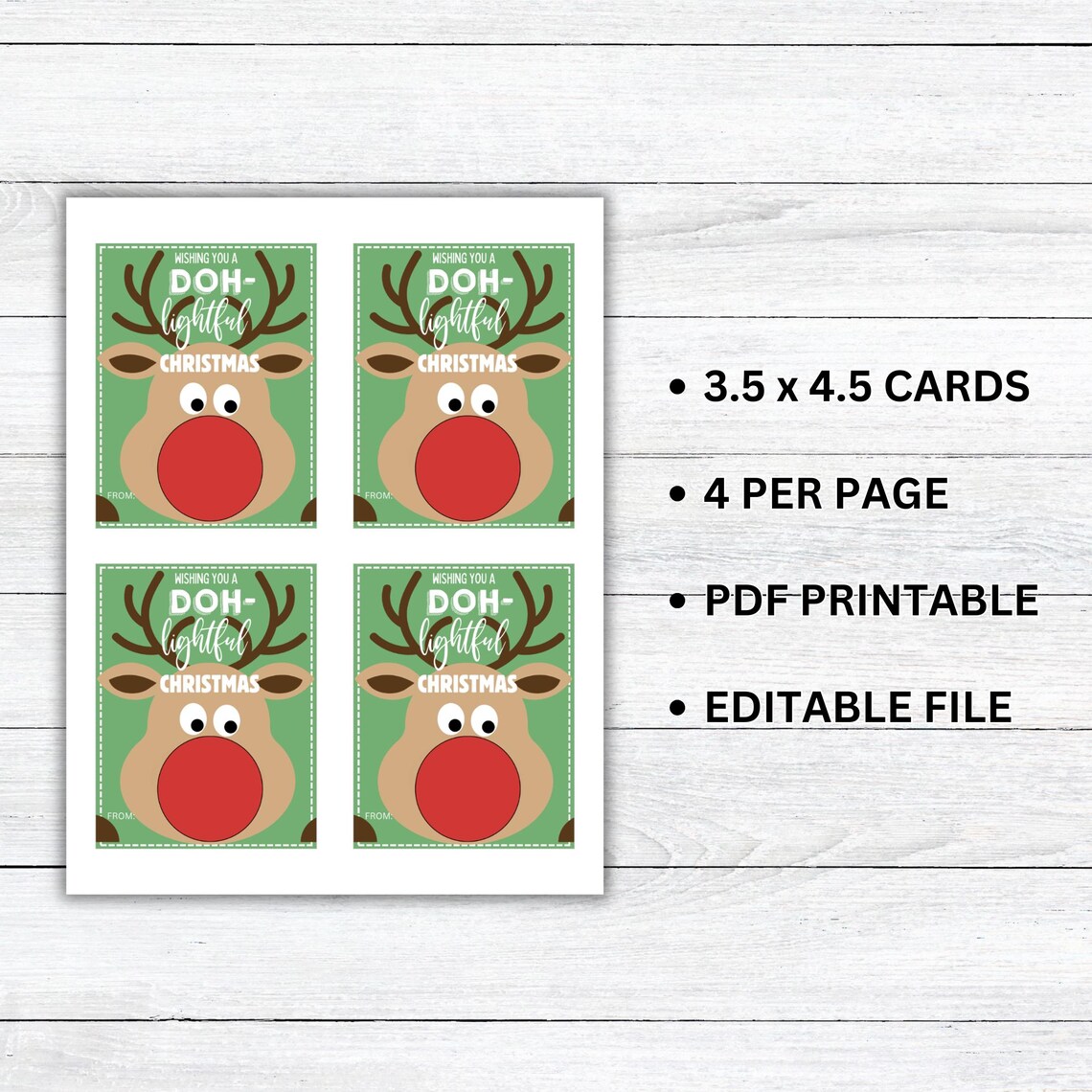 Kids Christmas Play Dough Cards, Class Christmas Favors Tags, Editable ...