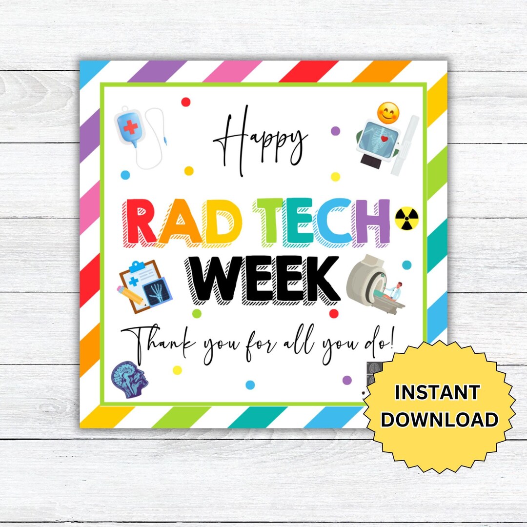 Rad Tech Week Printable Gift Tags, Radiologic Technologist Week Tags ...