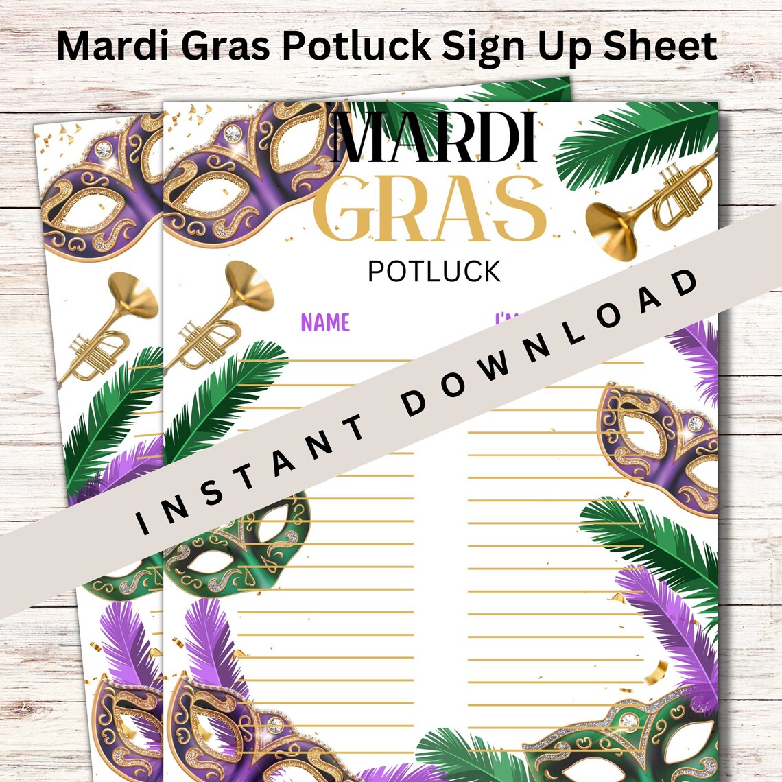 Mardi Gras Potluck Sign up Sheet, Holiday Potluck Sheet, Church Potluck ...