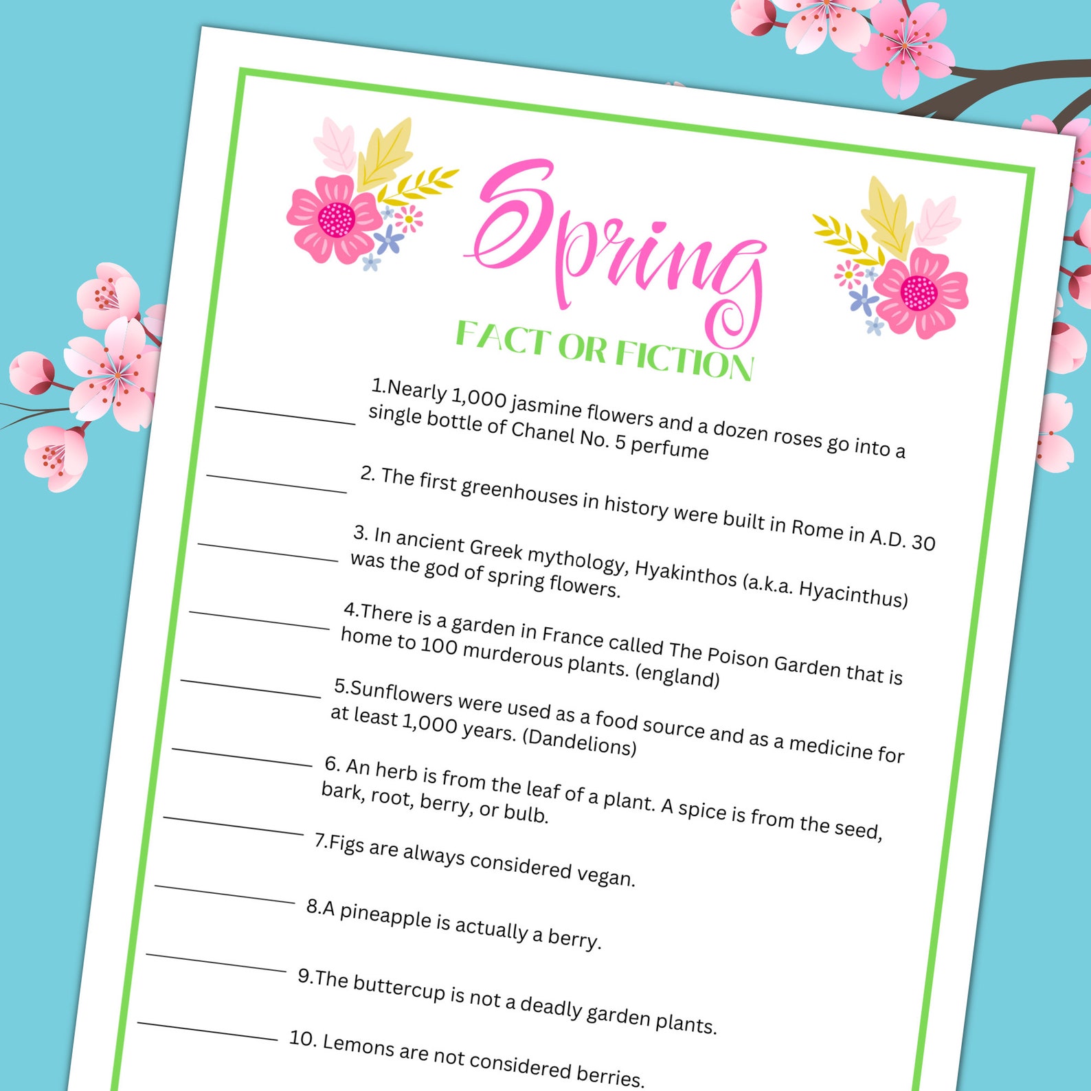 Printable SPRING Game Spring Party Game and Activity Kids - Etsy