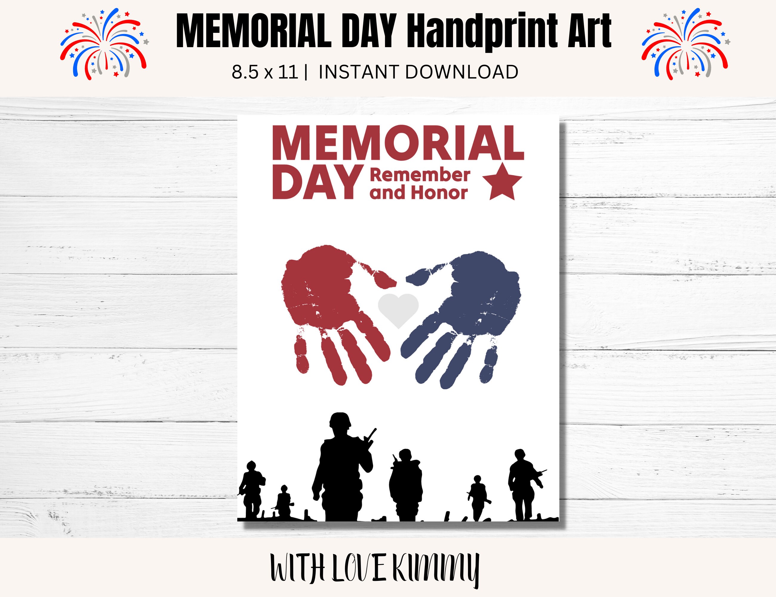 Memorial Day Handprint Activity, Memorial Day Printable, Happy Memorial ...