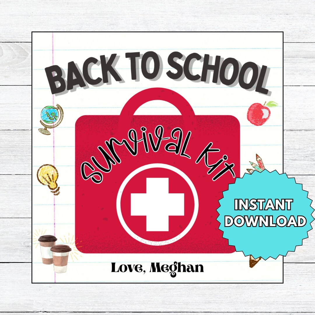 Back to School Survival Kit Gift Tag, Teacher Survival Kit Gift Tag ...