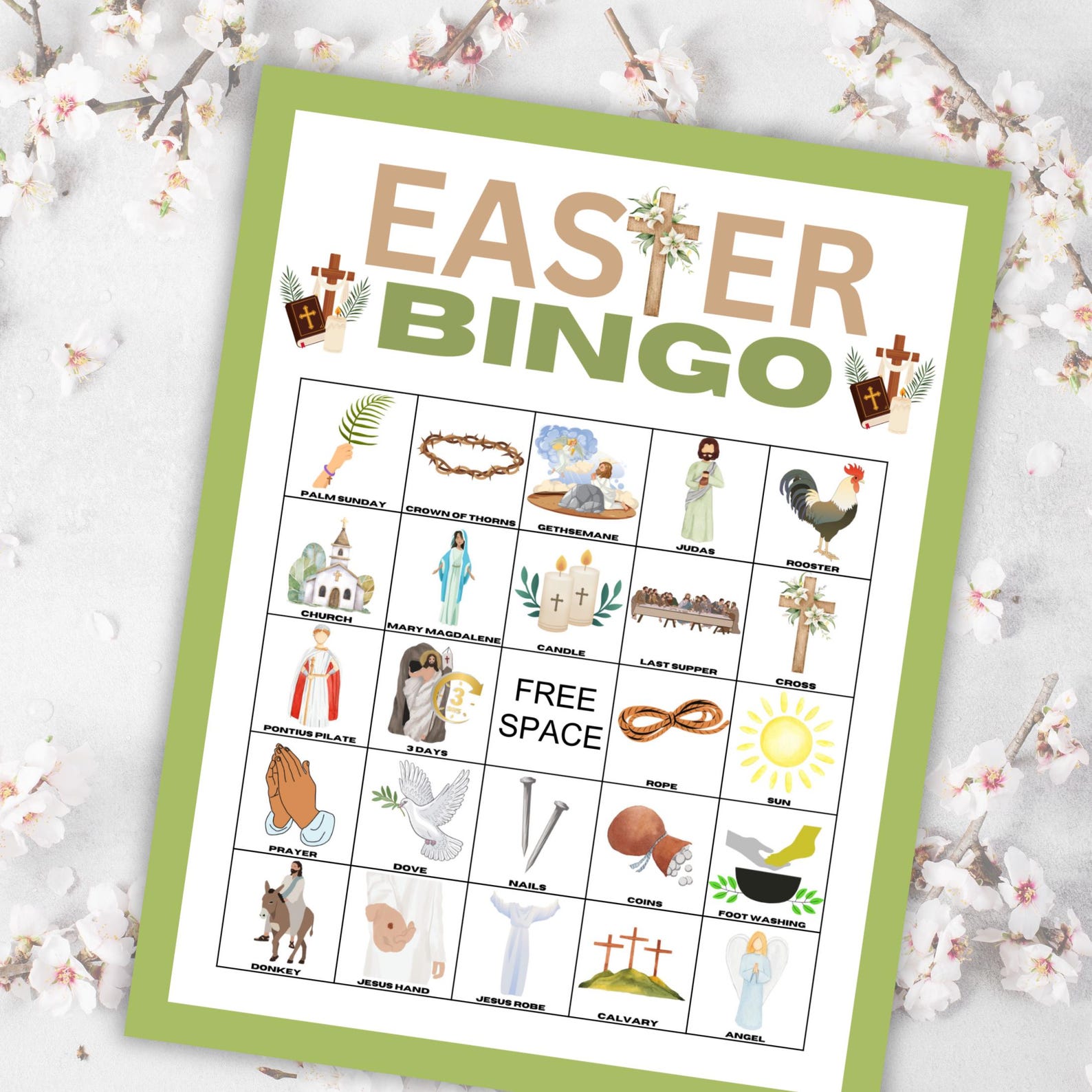 50 EASTER Bingo Cards Game, Christian Bingo, Religious Bingo Game ...