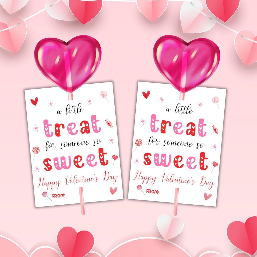 Valentine Lollipop Holder, Printable Sucker Gift Tag, Classroom ...