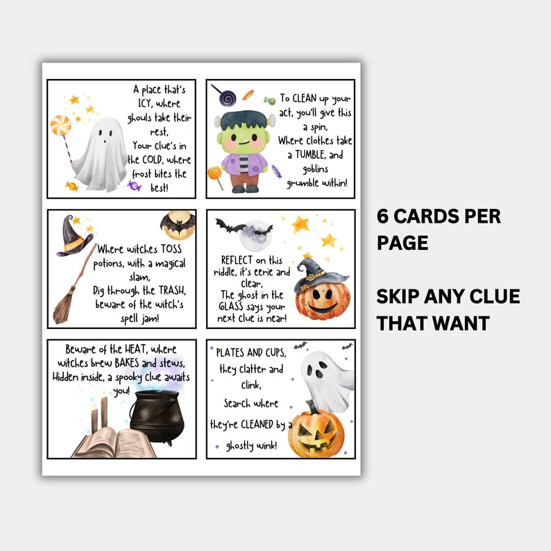 Editable Halloween Scavenger Hunt, Treasure Hunt Clues, Scavenger ...