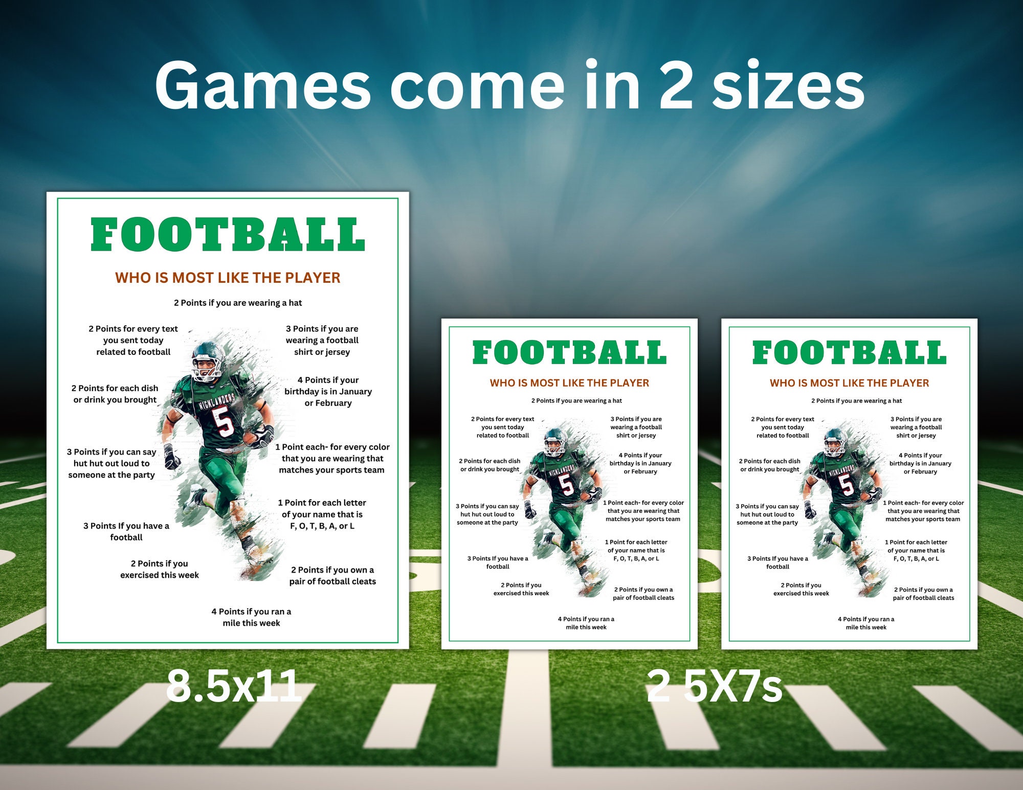 Football Game, Who is Most Like the Player, Football Party Game ...