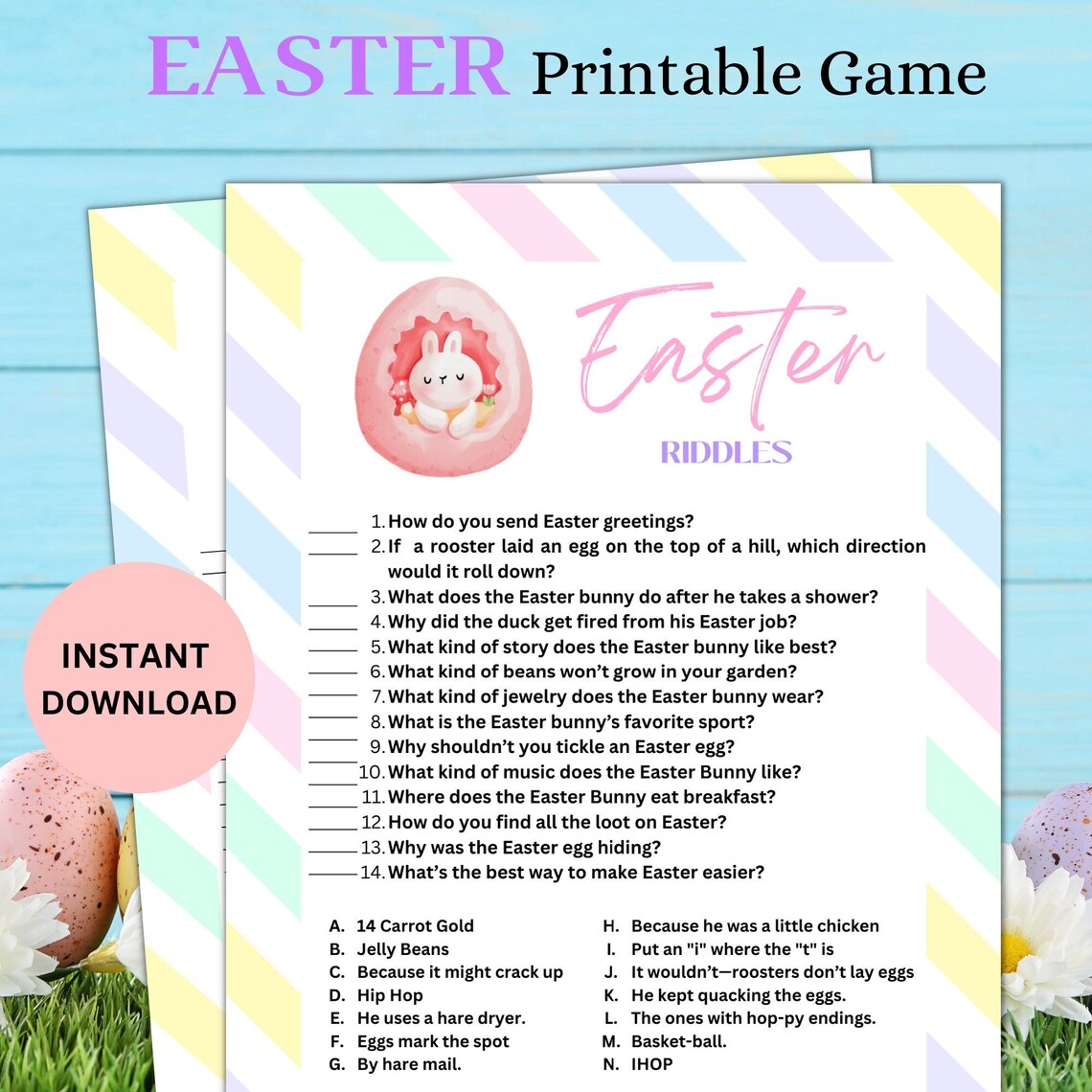 Printable EASTER Game, Easter Kids Game and Activity, Adult Games ...