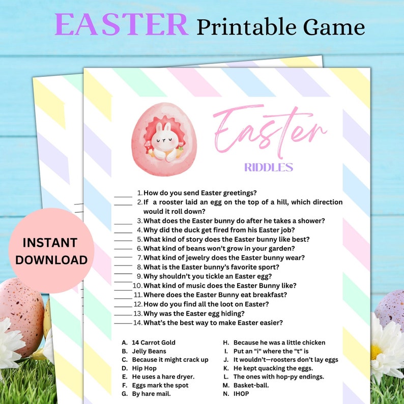 Printable EASTER Game, Easter Kids Game and Activity, Adult Games, Easter Fun Game, Easter Bunny ...