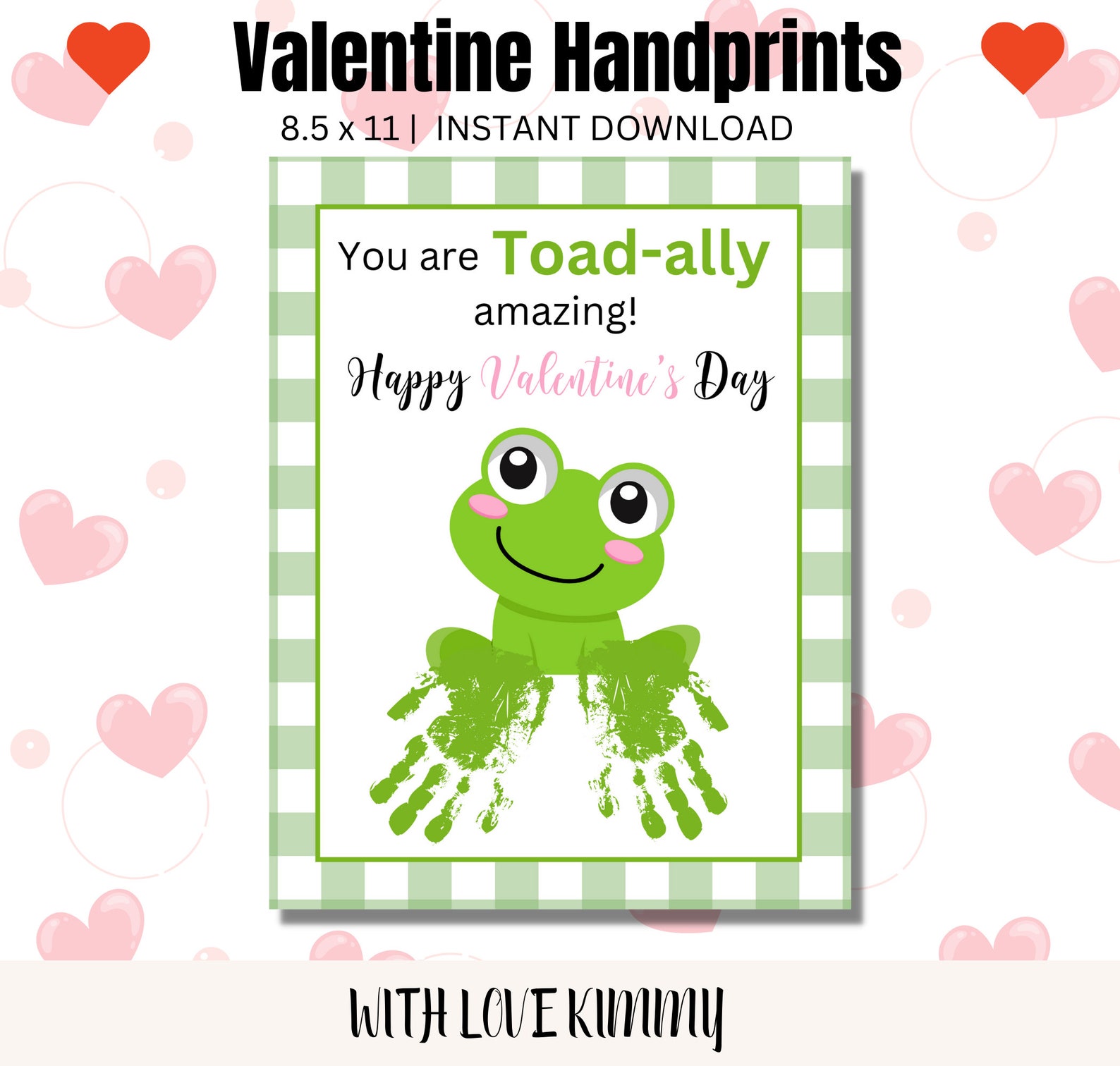 Valentine Handprint Craft ART Printable, Valentine Preschool Art ...