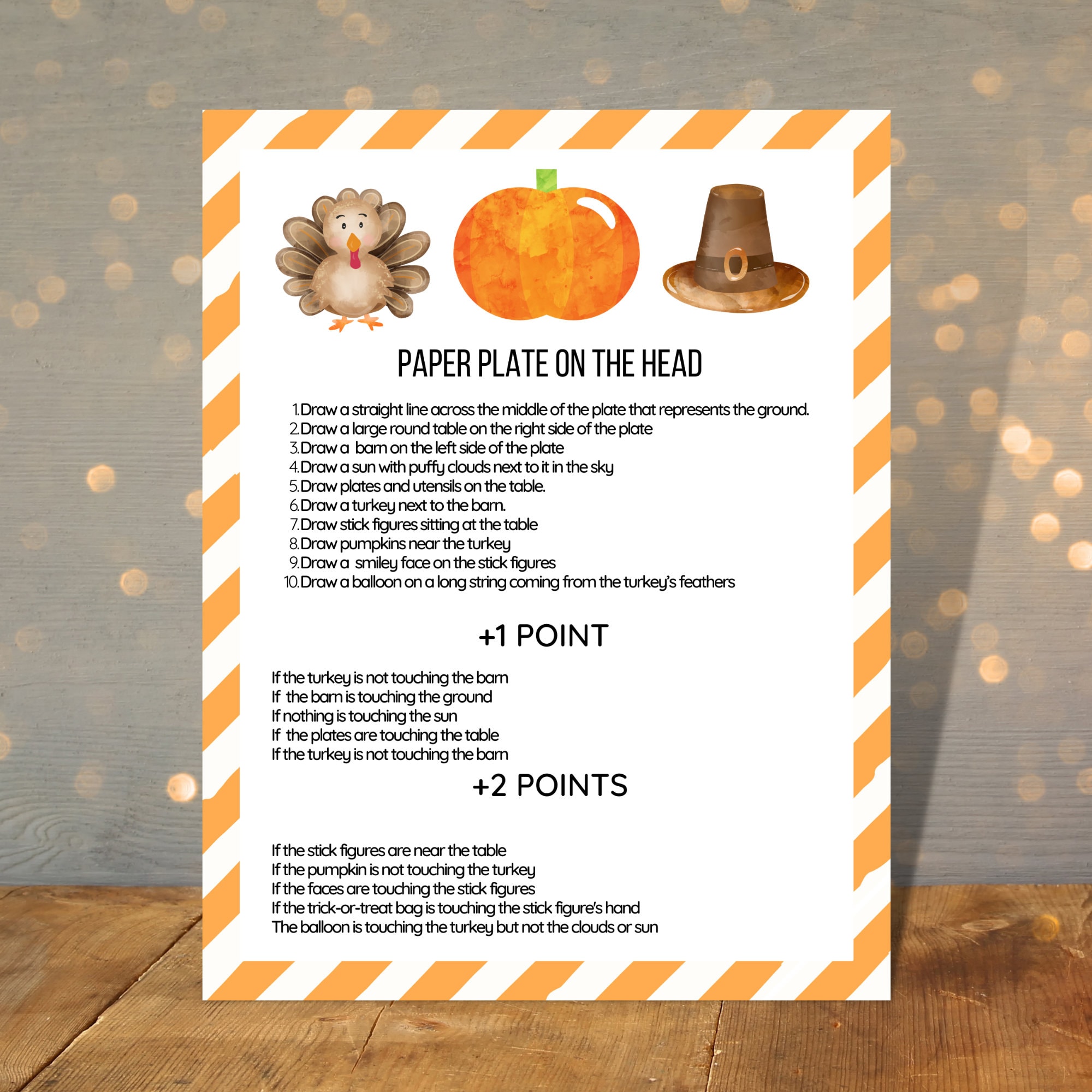 Thanksgiving Game, Thanksgiving Plate on the Head Game, Thanksgiving ...