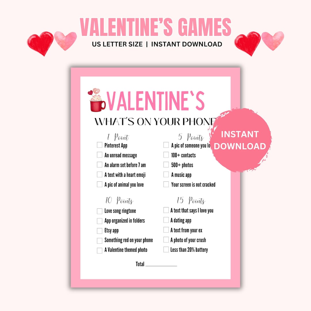 Whats on Your Phone Valentine's Party Game, Valentine Party Game and ...