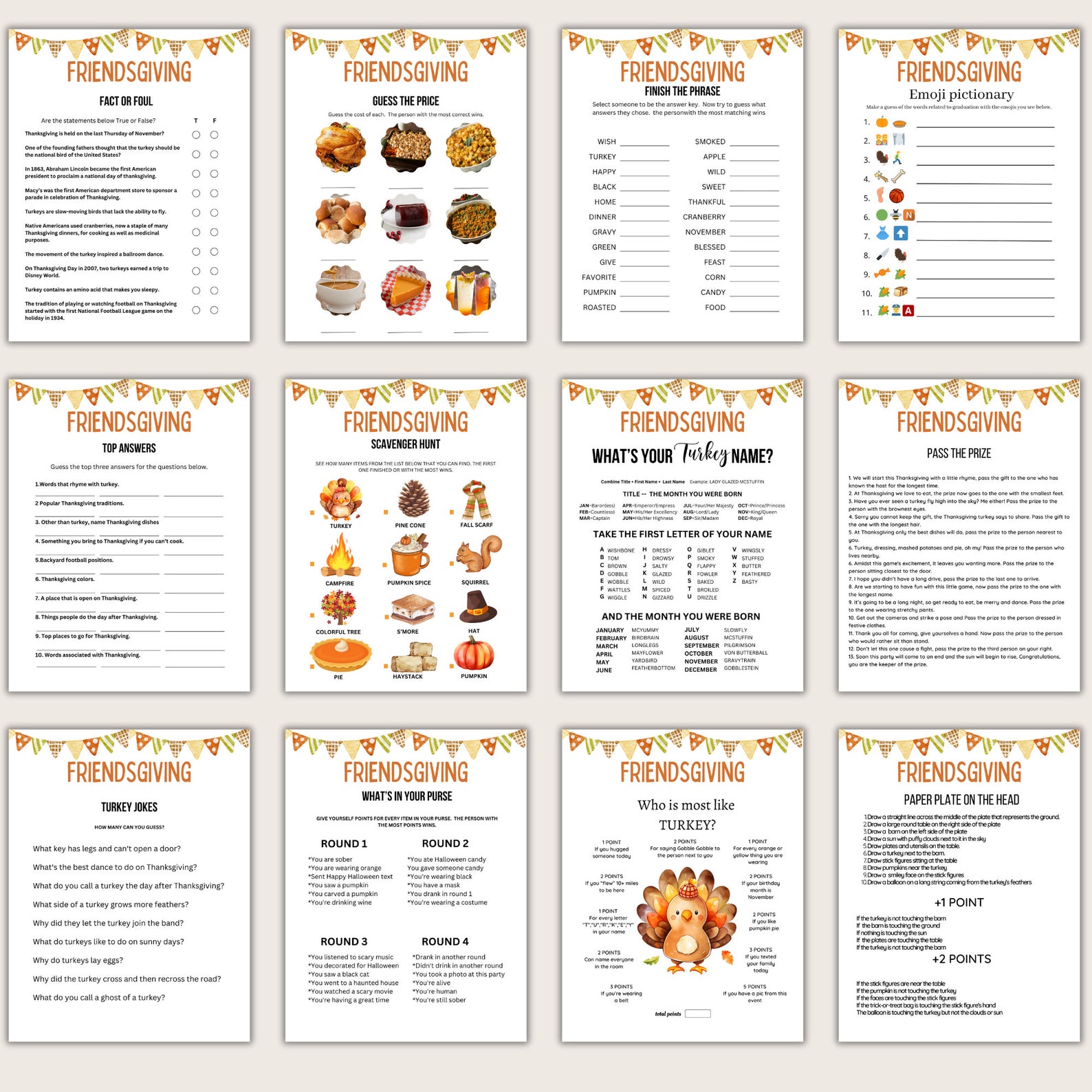 Friendsgiving Game Bundle, Friendsgiving Games, Friendsgiving Games for ...